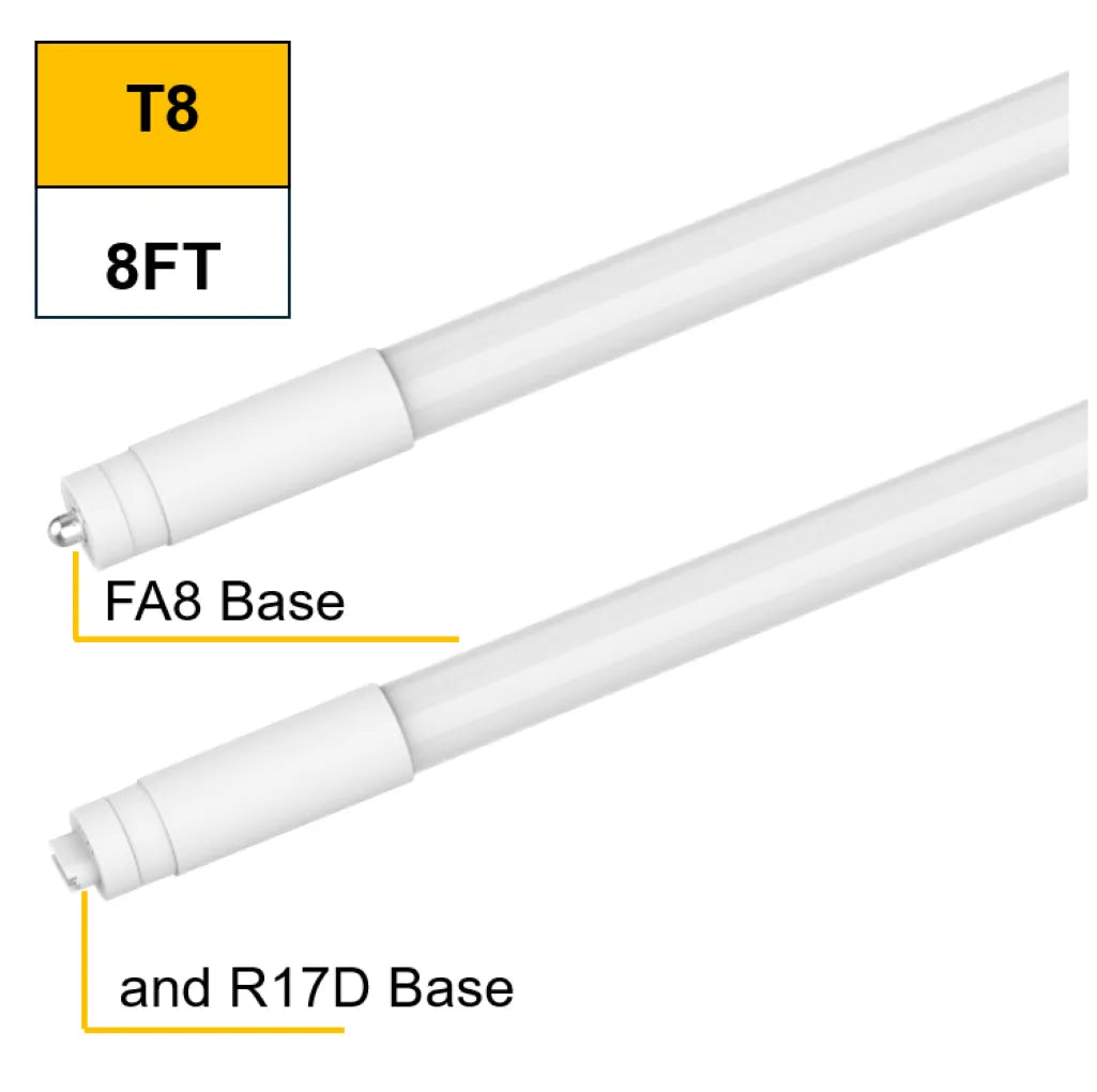 8 Foot 40 Watt LED Double Ended Bypass T8 Tube Light with Field Change – Green Electrical Supply