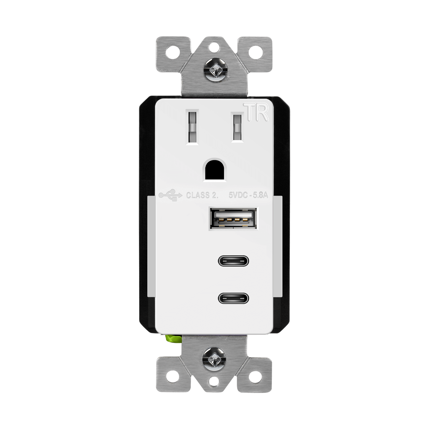 15A Tamper Resistant Interchangeable Dual Type C and Type A USB Charge ...