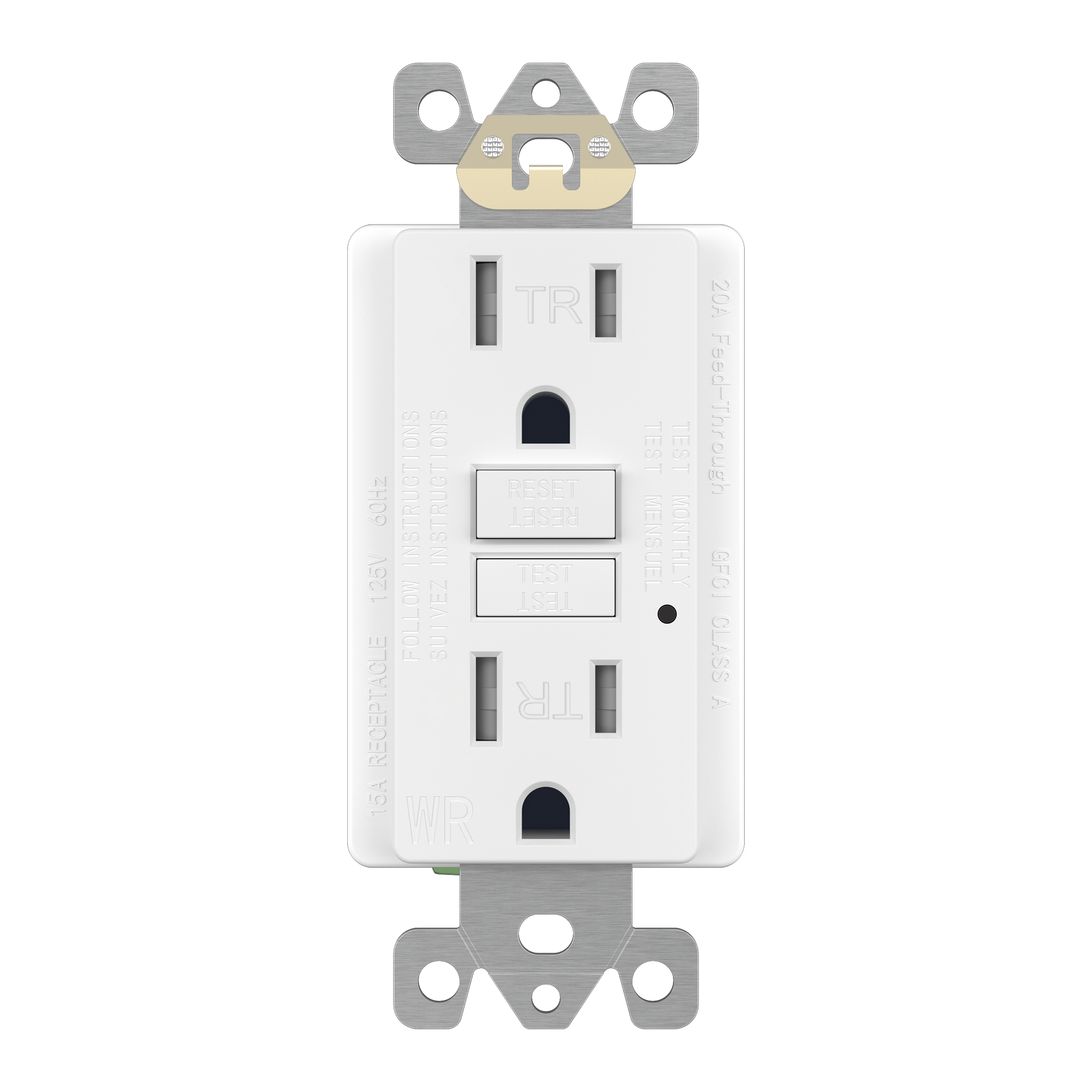15A Self Grounding GFCI Weather Resistant Self Testing Outlet With LED ...
