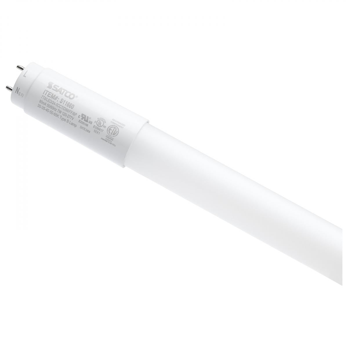 2 Foot 7 Watt Color Selectable T8 Ballast Bypass LED Tube Light 3000/3 ...